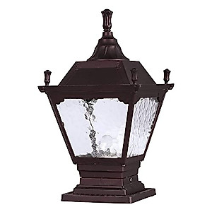 MODEBHD Vintage European Victoria Aluminum Garden Fence Patio Lawn Lamp Column Light Retro Decoration Glass Lantern Outdoor Waterproof Floor Lamp Pillar Street Post Light Column Lamps