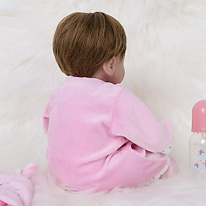 ENADOLL Reborn Baby Doll Realistic Silicone Vinyl Pink Mouse Baby 16 inch Weighted Soft Body Lifelike Doll Gift Set for Ages 3+(Pink Mouse)