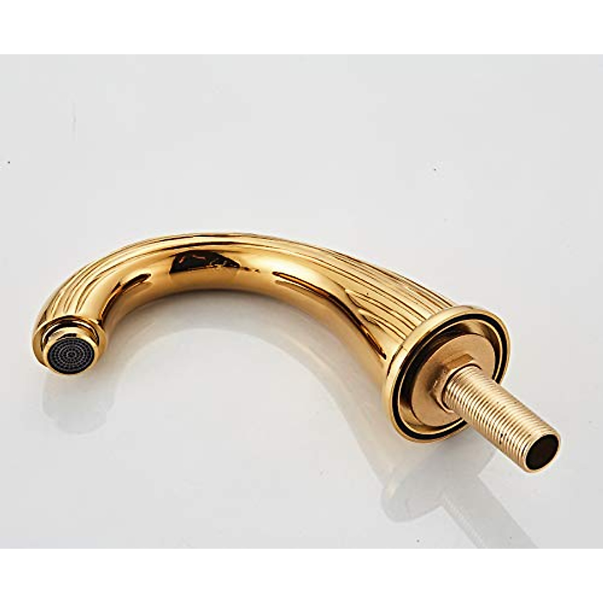 YUELIFE Bathroom Sink Faucet 3 Hole Deck Mounted Widespread Brass Bathroom Faucet Crystal Handle Mixer Tap,Gold(Ti-PVD)
