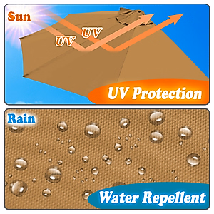 Strong Camel Replacement Canopy Cover Only for 9ft 5 Ribs Half Patio Umbrella (Canopy Cover Only) (Tan)
