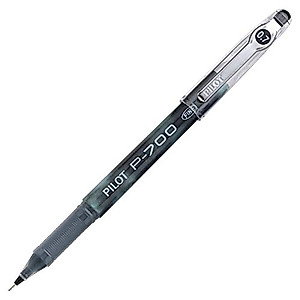 Pilot P-700 Rollerball Stick Gel Pen, Black Ink, Fine 0.7 mm, Dozen (PIL38610)