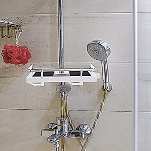 Zerodeko Shower Organizer Hanging Shower Caddy Shelf with Hooks Storage Rack Organizer No Drilling Wall Mounted Bathroom Basket Kitchen Condiments Rack for Shampoo Conditioner Bathroom Accessories