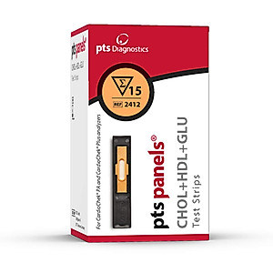 CardioRisk Panel TOTAL+HDL+GLU Cardio Chek Test Strips (15 strips); PTS Panels #2412 for Cholesterol