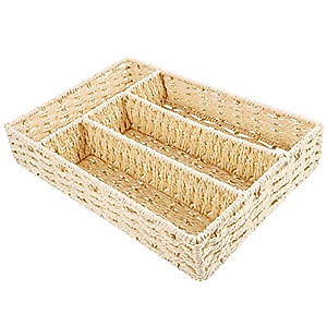 Garneck Storage Box Woven Storage Baskets Wicker Storage Basket Rectangular Storage Basket Desktop Sundries Box Tea Bag Holder Tea Bag Basket Bathroom Decor Baskets for Organizing Make up