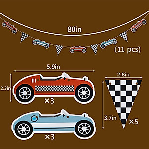 Retro Race Car Themed Birthday Banner,Race Car Party Decoration, Fast One Birthday Decoration for Boys,Two Fast Birthday,Boy Birthday Party Decorations,Race Car Checkered Banner