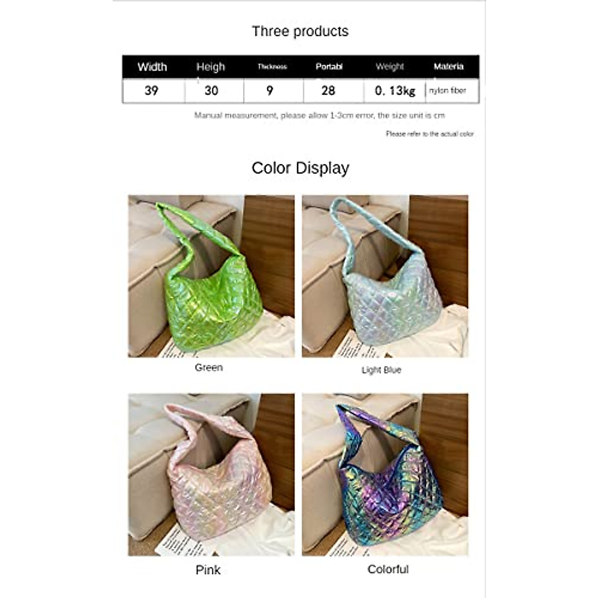 HACODAN Puffer Tote Bag Cloud Quilted Crossbody Bag for Women Puffy Purse Messenger Handbags Down Padded Shoulder Bag (Colorful)