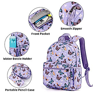 Choco Mocha 16 Inch Kids Backpack for Girls Travel School Backpack, Butterfly Purple