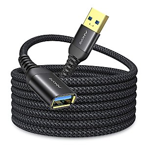 AINOPE 10FT USB 3.0 Extension Cable Type A Male to Female Extension Cord Durable Braided Material High Data Transfer Compatible with USB Keyboard,Mouse,Flash Drive, Hard Drive,Printer-Black