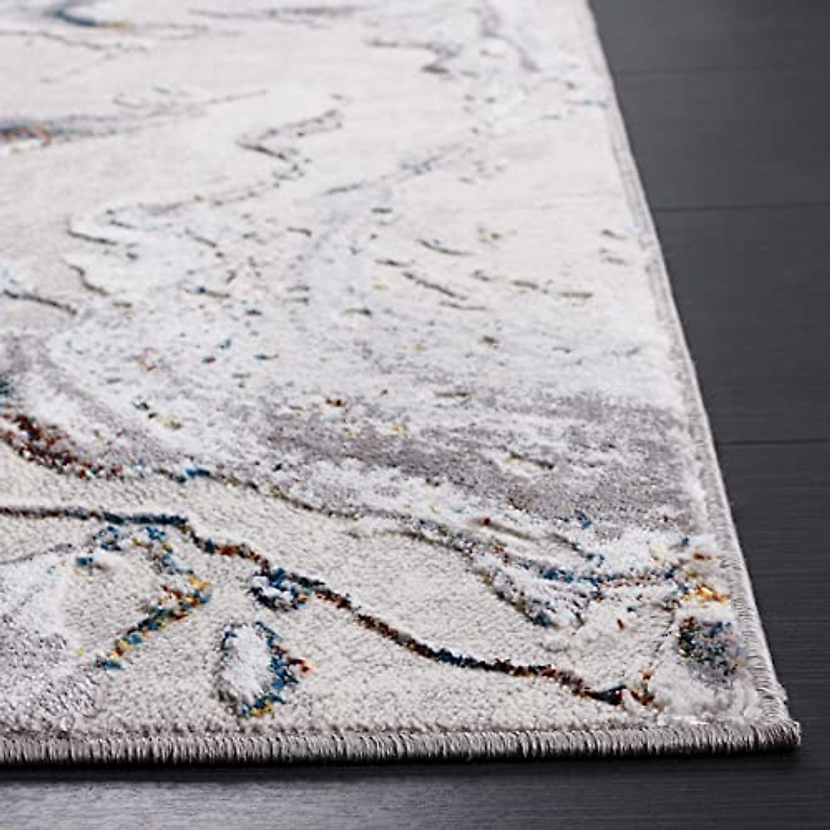 Safavieh Amelia Collection 9' x 12' Grey/Blue Gold ALA277K Modern Abstract Non-Shedding Area Rug