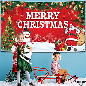 KatchOn, Christmas Banner for Christmas Decorations - XtraLarge, 72x44 Inch | Merry Christmas Backdrop for Christmas Party Decorations | Christmas Party Banner | Christmas Wall Banner for Photography