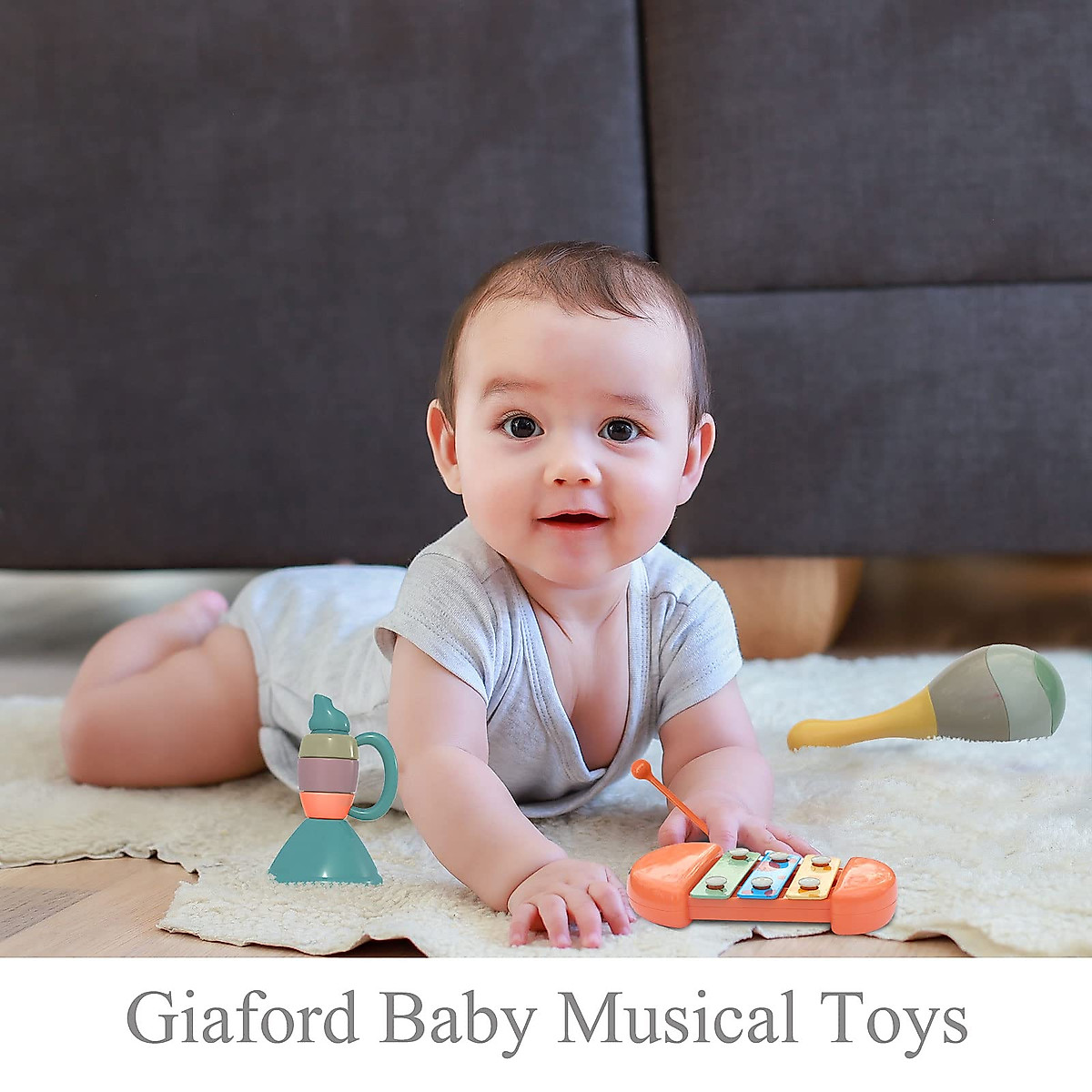 Giaford Montessori Musical Instruments for Babies and Toddlers Kids Musical Toy Set for Preschool Boys and Girls Christmas Birthday Gift (Set of 5)