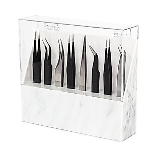 BUCICE Tweezer Holder Stand for Eyelash Extension Dust-proof Eyelash Curler Storage Rack 8 Hole Acrylic Display Stand Eyelash Extensions Supplies Rack for Salon and Home Use