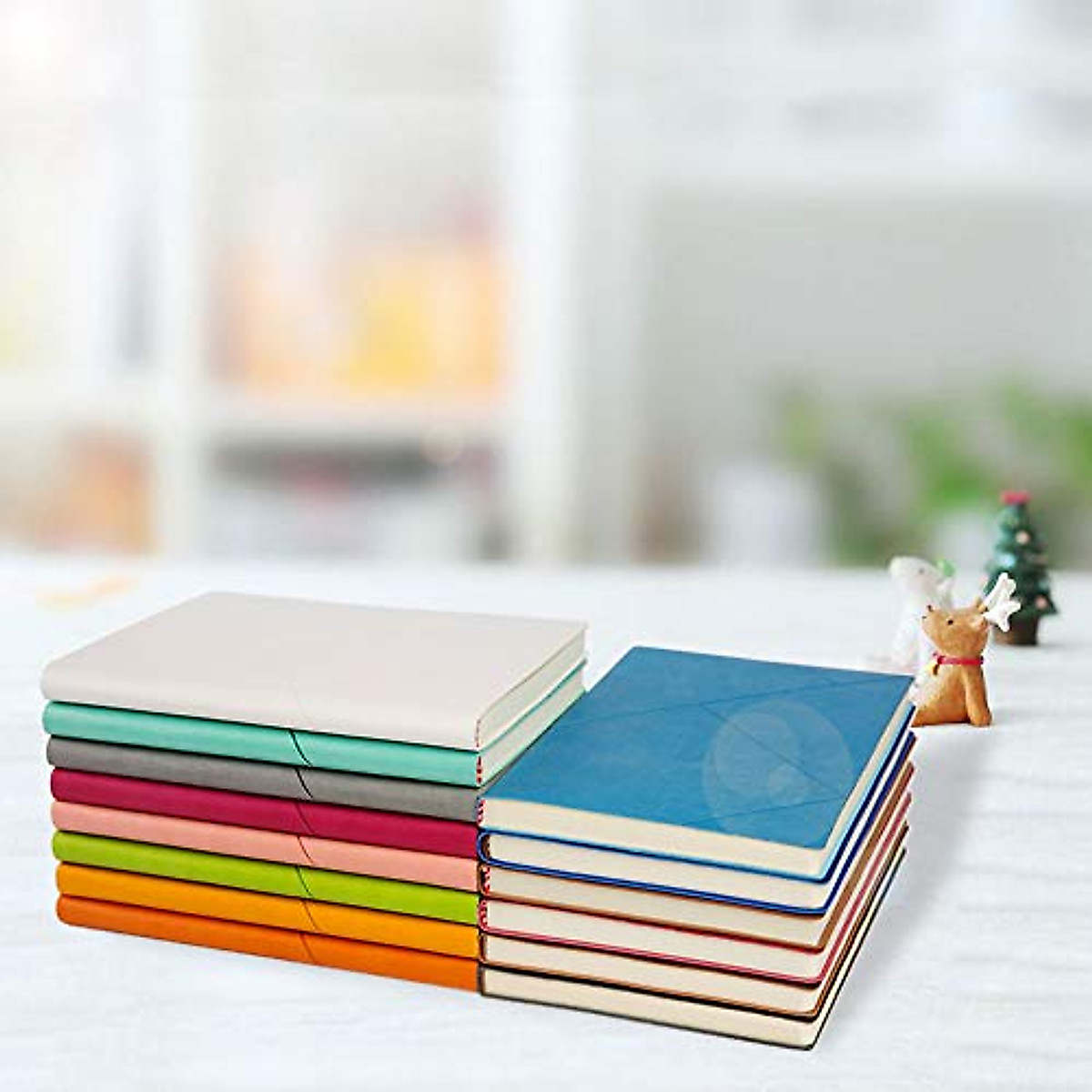 EMITEC Leather Composition Journal Notebook - Classic A5 Wide Ruled Writing Subject Notepad Colorful Hardcover Travel Diary Journals Notebook for Students 100 Sheets/Random Color Set of 3