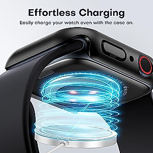 TAURI 2 Pack Hard Case Designed for Apple Watch Series 9 (2023) Series 8/7 41mm, [HD Clear] Built-in 9H Tempered Glass Screen Protector, [Full Protection] Slim Cover for iWatch S9/S8/S7 41mm - Black