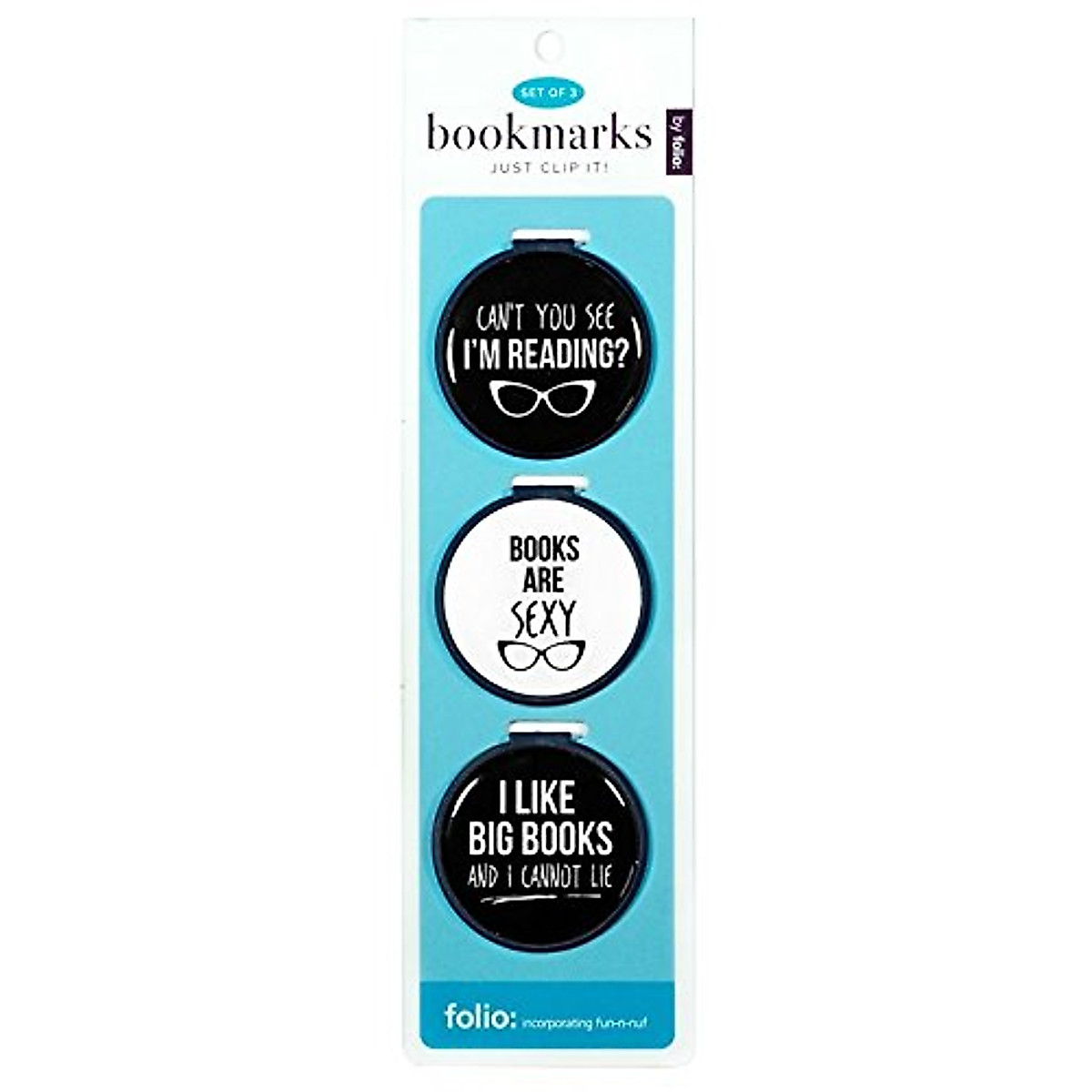 Just Clip it! Quote Bookmarks - (Set of 3 clip over the page markers) - Can't you see I'M READING, BOOKS are Sexy, I LIKE BIG BOOKS & I Cannot lie. Funny Bookmark Set of all ages.