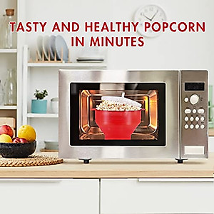 The Original Korcci Microwaveable Silicone Popcorn Popper, BPA Free Microwave Popcorn Popper, Collapsible Microwave Popcorn Maker Bowl, Dishwasher Safe - Red