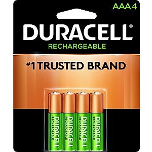 Duracell - Rechargeable AAA Batteries - long lasting, all-purpose Triple A battery for household and business - 4 count