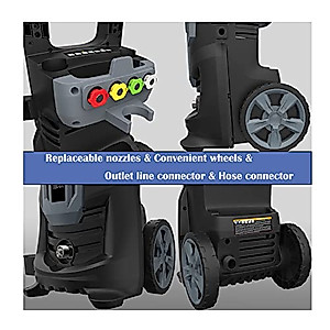 Electric Pressure Washer - 1900W High Pressure Power Wash Machine with Detergent Tank and Adjustable Nozzles for Home Use Cars/Garden/Patios/Driveways Cleaning (2300PSI), CETL Listed