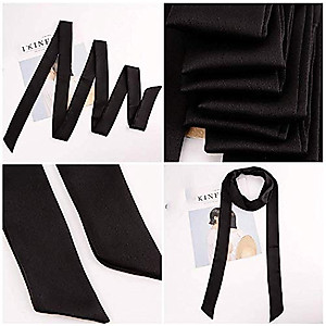 Stylish Soft Scarf Ribbon Scarf Long Skinny Satin Belt Sash Necktie Neck Scarf Choker for Women (Black)