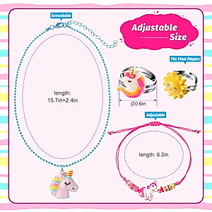 Little Girls Jewelry Sets, Kids Jewelry for Toddler Girl Costume Jewelry Ages 4-6 6-8, Play Rings Unicorn Necklaces Bracelets for Toddlers, Childrens Gift Set Age 3-5 5-7 4 5 6 7 8 Year Old Girl Toys