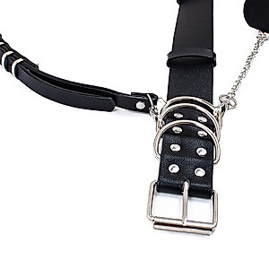 Fashion Black Faux leather Harness Waist Body Belt Punk Chest Belt with Chains for Women Girls Ladies