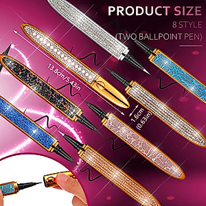 8 Pieces Self-adhesive Eyeliner 2 in 1 Eye Liner Pen Diamond Liquid Eyeliner No Glue No Magnetic Eyeliner Waterproof Long Lasting for Women Girls Eye Makeup False Eyelashes Sticking (Stylish Style)