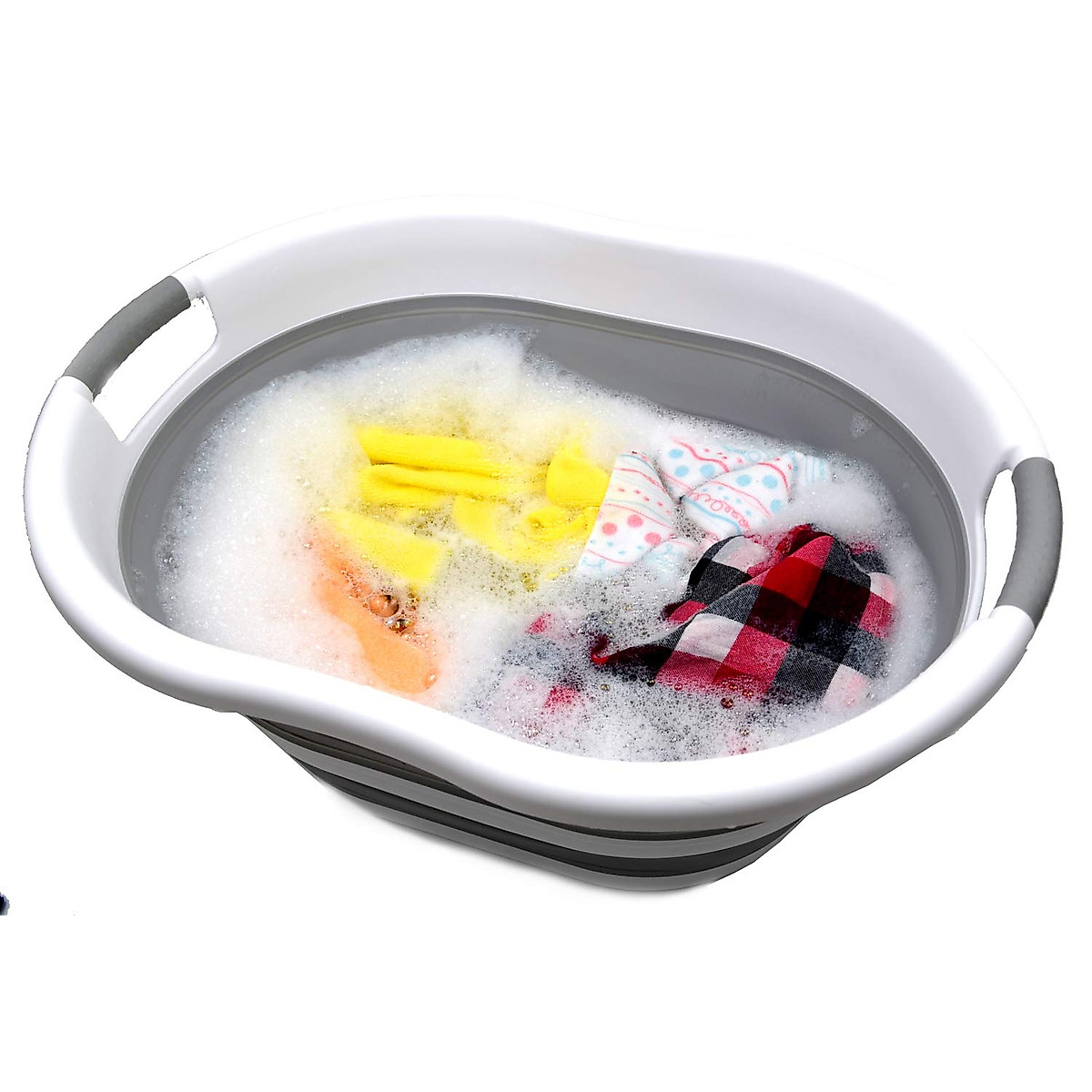 SAMMART 36L (9.5 gallon) Collapsible Plastic Laundry Basket - Oval Tub/Basket - Foldable Storage Container/Organizer - Portable Washing Tub - Space Saving Laundry Hamper