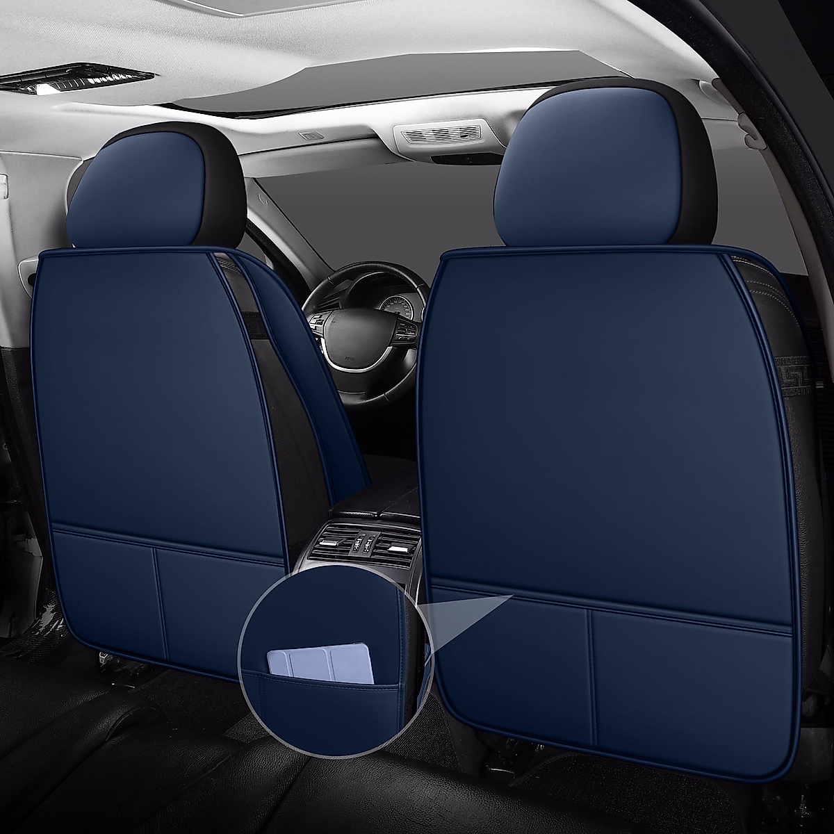 LINGVIDO Faux Leather Seat Covers for Cars - Full Set of Automotive Seat Covers for Front and Back Seats, Truck Seat Covers, and More