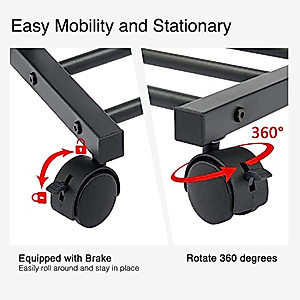 Hoctieon Double Rod Garment Rack,Clothes Rack on Wheels,Portable Clothing Racks for Hanging Clothes,Closet Hanger Rack with Shelves Black