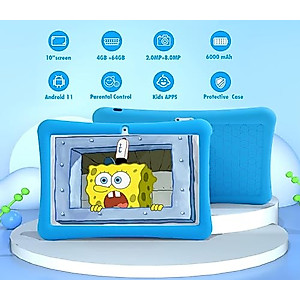niuniutab Kids Tablet, 10 inch Android for Kids, 4GB RAM 64GB ROM, 1280x800 IPS HD Touchscreen, Tablet with Parental Control, Kid Software Pre-Installed, WiFi, Bluetooth,(Blue)...…