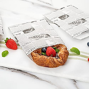 Restaurantware-Bag Tek 7 x 5 Inch Sandwich Bags, 100 Greaseproof Bakery Bags - Microwavable, Disposable, Newsprint Paper Lunch Bags, For Cookes, Sandwiches, Candies, Fries, And Bread,