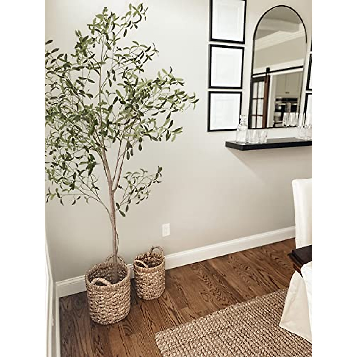 Phimos 7FT Artificial Olive Tree (82") Tall Fake Potted Olive Tree with Planter Large Faux Olive Branches and Fruits Artificial Tree for Modern Home Office Living Room Floor Decor Indoor