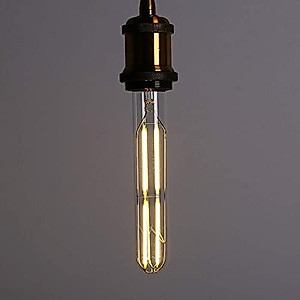 VCTC Lighting Dimmable 6W Tubular LED Bulbs, 3000K Warm White,Edison Style Filament Light Bulb, T10 Vintage Bulb 60 Watt Equivalent, E26 Medium Base 550LM,Clear Glass Cover, 7.3in(185mm),4-Pack