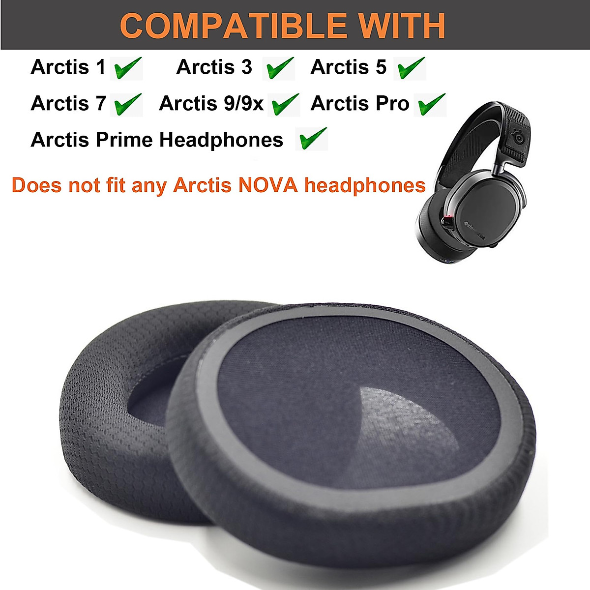 Headphone Ear Pads Cushions for SteelSeries Arctis 3 Arctis 5 Arctis 7 Arctis 9 Arctis 9X Arctis PRO Gaming Headset Replacement Earpads Ear Cups with Noise Isolation Foam