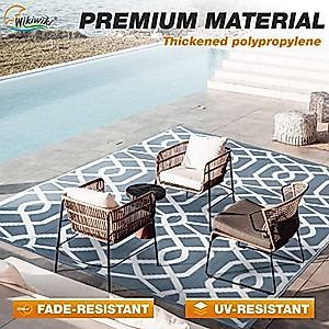 wikiwiki Outdoor Rug, 5x8ft Waterproof Reversible Mat Indoor Outdoor Rugs Carpet, Small Area Rug Plastic Straw Rug for Patio Deck Balcony Pool RV Camping Beach Picnic, Grey