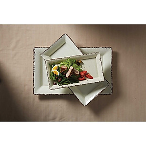 American Metalcraft AWMEL19 Melamine Platter, Rectangular, Antique White, Small