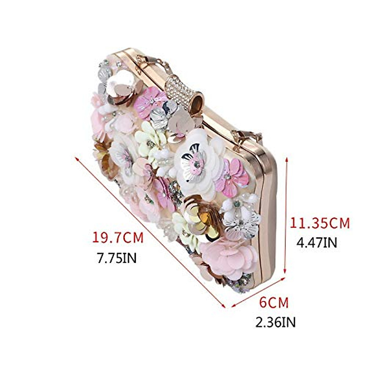Women Fashion Luxury Party Handbags Wedding Bag Floral Bag Purses and Handbags Clutch bag Cross body Bag (Pink)