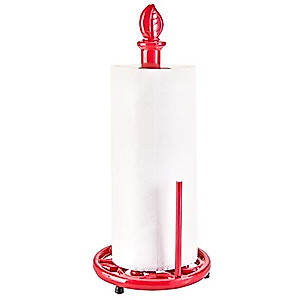 Paper Towel Holder Cast Iron, Vintage Roll Paper Towel Stand for Kitchen Countertop Bathroom Home Decor-Red Color