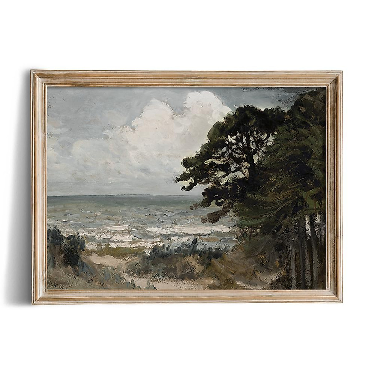 Farmhouse Still Life Picture Living Room - Abstract Coastal Seascape Beach Oil Painting - 11 x 14 Art Print- Rustic Vintage Decor for Bedroom - Art Deco Wall Art for Kitchen - Antique French Poster