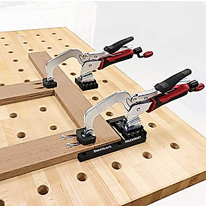 Milescraft 4006 3in Bench Clamp – Heavy Duty Hold Down Clamp with Non-Marring Rubber Pad for Use with T-Tracks, Clamp Tables & Clamp Plates on Different Woodworking Projects, 3, Black Metallic