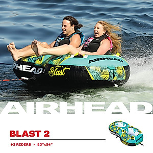 AIRHEAD Blast | 2 Rider Towable Tube for Boating with Dual Tow Points