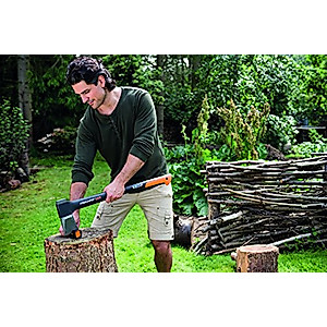 Fiskars XSharp Axe and Knife Sharpener, Ceramic sharpening stone/Fiberglass reinforced plastic case, Black/Orange, 1000601