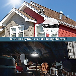 JACKYLED Solar Shed Light Motion Sensor,Solar Pendant Light Indoor Outdoor Solar Security Light with Remote Control 16.4Ft Extension Cord for Home Chicken Coop Garage Barn, Cool White