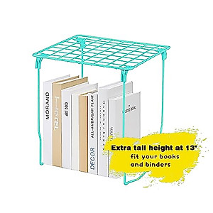 Tilami Stackable School Locker Shelf, 2 pc Steel Locker Organziers for School Locker, Office Locker Accessories, Fits for 12" Width Locker(Blue & Black)