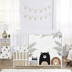Sweet Jojo Designs Bear Forest Animal Baby Kid Clothes Laundry Hamper for Woodland Pals Collection - Neutral Beige, Green, Black and White
