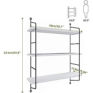 3 Tier White Wall Shelf, Bathroom Shelves Wall Mounted Industrial Floating Shelves Hanging Storage Rack Wall Rack Holder Rack For Bedroom