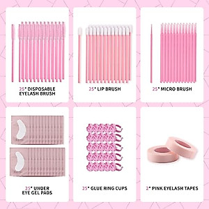 Embagol Lash Practice Kit For Beginners Professional Lash Accessories With Mascara Brushes, Glue Rings, Lash Tape, Gel Eye Patches Eyelash Extensions Training School Supplies