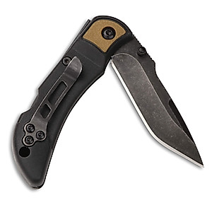 OUTDOOR EDGE 2.5" Coyote-Brown Chasm - EDC Lockback Folding Pocket Knife with Non-Reflective Blackstone Coated Stainless Steel Blade and Pocket Clip