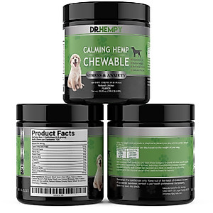 DR.HEMPY Hemp,Dog Calming Chews,Dog Anxiety Relief, Pet Hemp Soft Chews for Thunderstorms, Firework Relief,Separation, Stress, Car Rides, Dog Calming Treats and Hemp Oil, 120 Chews