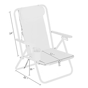 Kcelarec Portable Folding Beach Chairs, Outdoor Lawn Lounge Reclining Chair Backpack Camping Chair with Pillows for Patio,Poolside, Beach, Yard